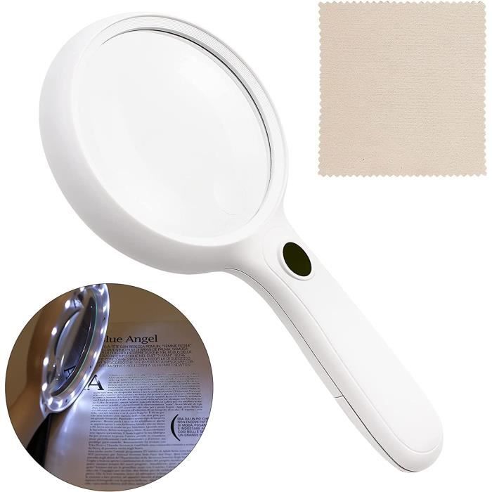 140mm Loupe à Main, Loupe Eclairante avec 14 LumièRes LED, Y Compris Une Loupe De Lecture ...