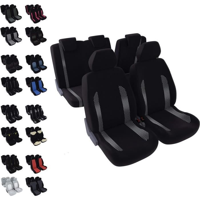 Housses De Sièges - Voiture-Auto - 5 Sièges - Noir + Jacquard ...