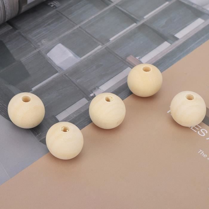 Duokon perles de bois 100pcs 20mm rondes en bois naturel perles Kit ...