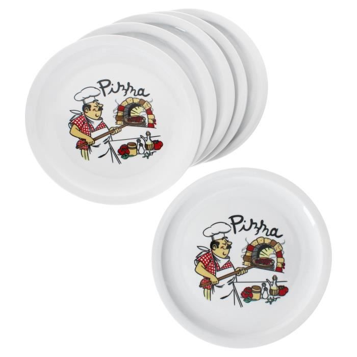 Assiette à pizza - MamboCat - Luigi - Lot de 6 - Ø 30,5 cm - Porcelaine ...