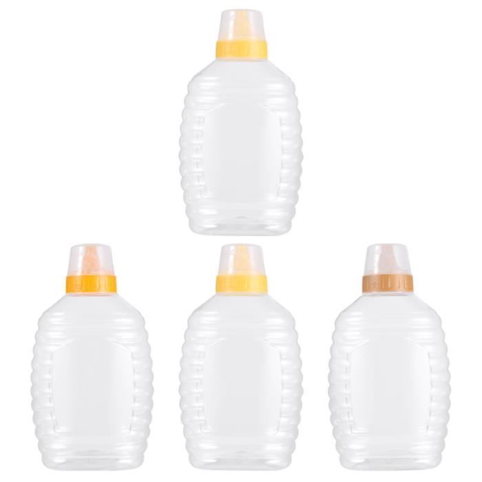4 pcs Transparent En Bouteille De Miel Alimentaire Pot Avec Couvercle ...