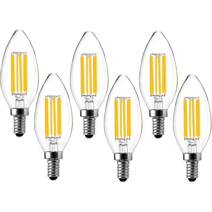 Ampoule Led E14, 6W Dimmable Ampoule Led E14 Blanc Chaud 2700K 600Lm, 6W Ampoule Led Flamme=40W ...