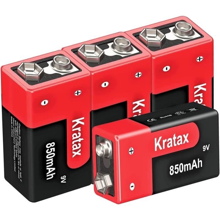 Pile 9V Batterie Rechargeable Li-Ion 850Mah (4 Piles) Certifiée Pour ...