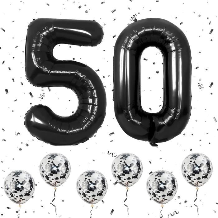Numéro 50 Ballons Noire, 40 Pouces Grands Ballons Numéro 4 & 0 Avec 6 ...