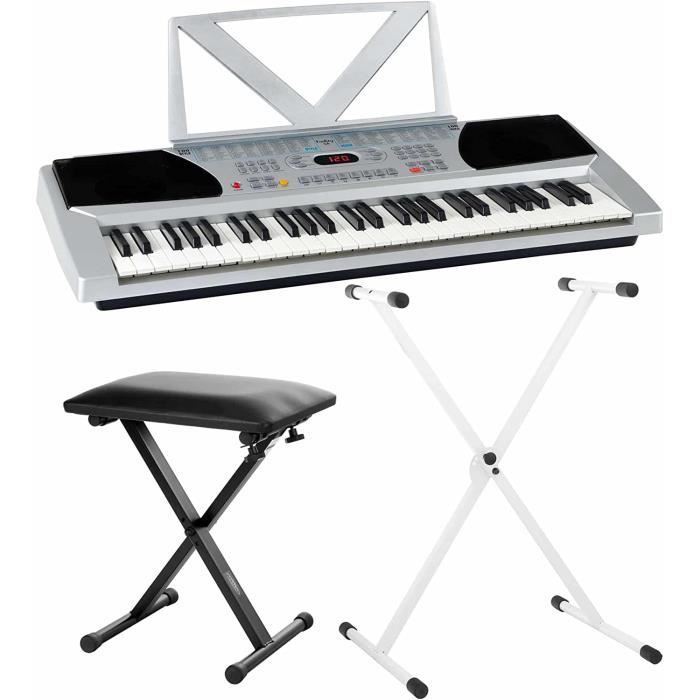 FunKey 54 Keyboard SET incl. support de clavier en argent + Banc52 ...
