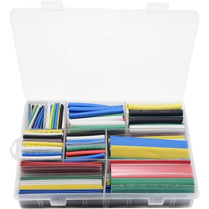 Cache Fil Electrique,Cache Cable 385Pcs Tube Thermorétractable 2: 1 ...