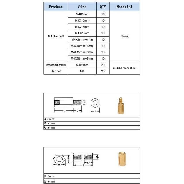 ECROU,M4 Male Female--Kit'assortiment de vis de blocage hexagonales, M2 ...