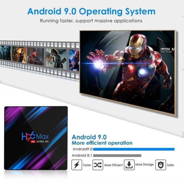 MEDIA STREAMER - Android TV 90 H96 Max 4GB RAM+ 32GB ROM avec RK3318 ...