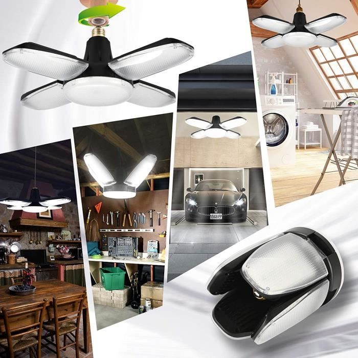 Éclairage de garage à LED, lampes d'atelier pliables 150W, 4 panneaux ...