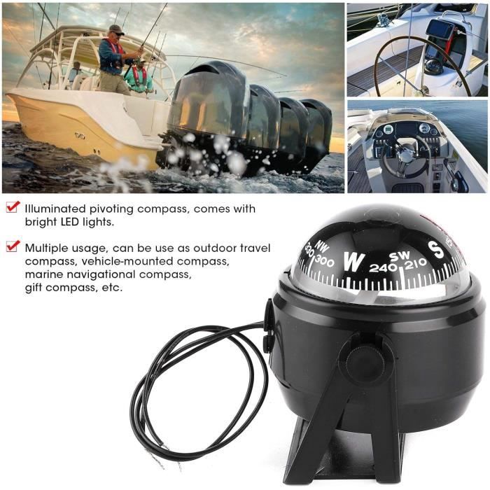 Boussole De Bateau, Boussole Magnétique 12V Led, Boussole De Navigation ...