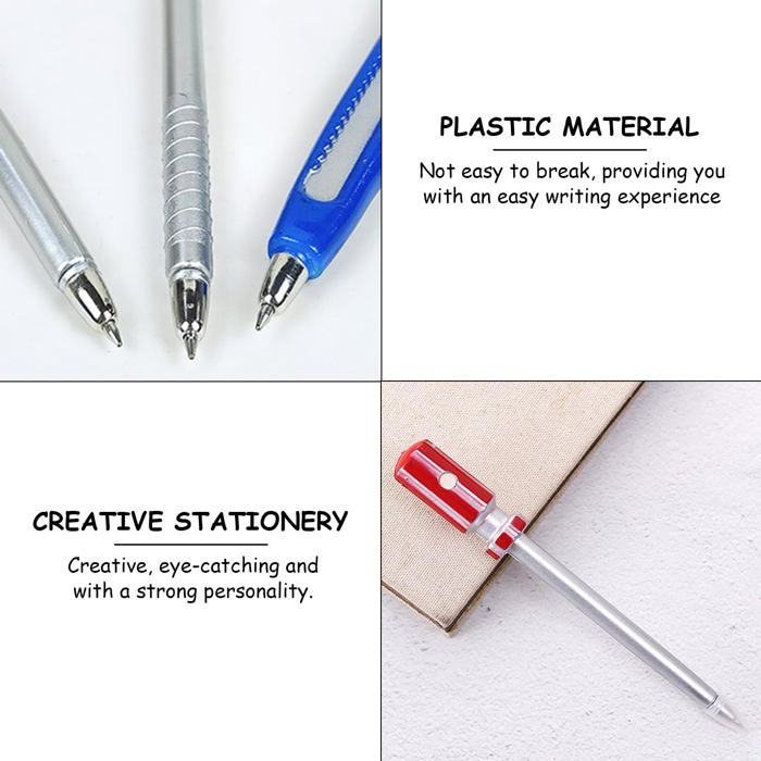 Lot de 6 stylos à bille à outils en forme de matériel, 1 sac à stylo en ...