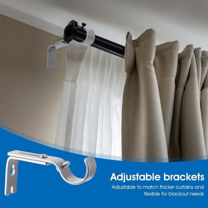 Lot de 2 supports de tringle à rideaux réglables - Support pour tringle ...