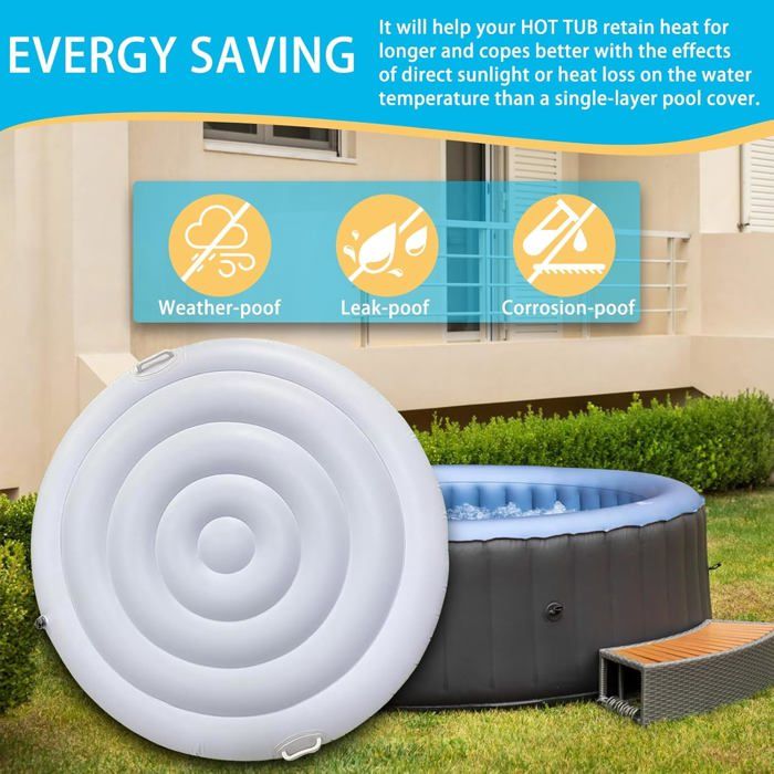 Couvercle de Bain à Remous, 160CM Couverture De Spa Gonflable avec ...