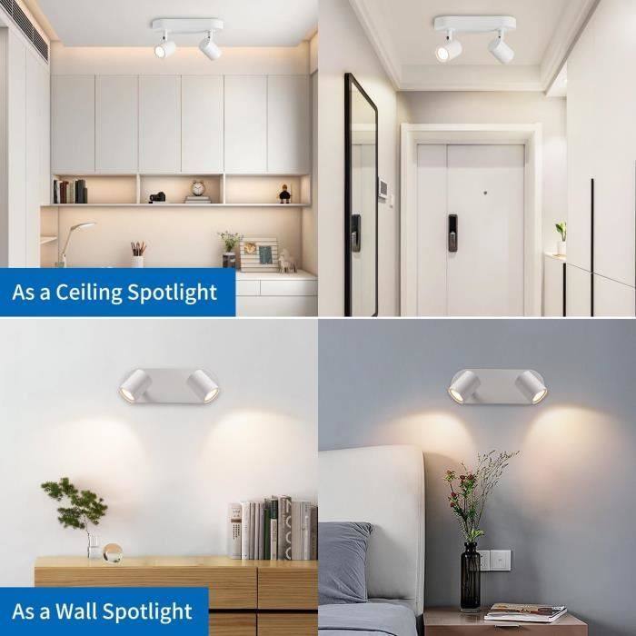 Plafonnier Spots, 2 Spots De Plafond Intérieur Led Max 40W, Spots De ...