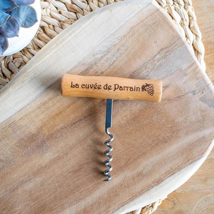 Cadeau Parrain Tire-bouchon en bois - idée annonce parrain original et ...