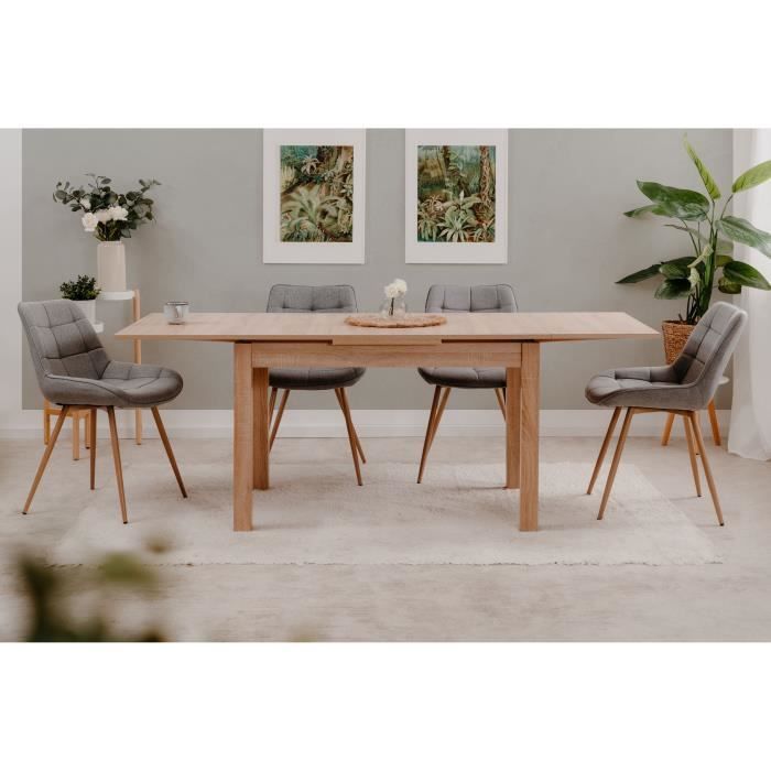 Table à manger extensible LONGFORD - 6 à 10 personnes - Mélaminé chêne ...