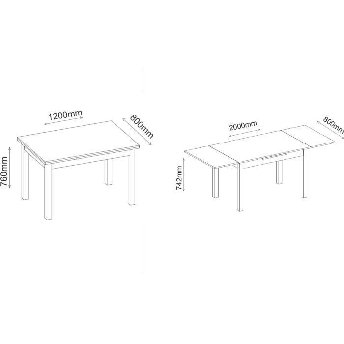 Table à manger extensible LONGFORD - 6 à 10 personnes - Mélaminé chêne ...