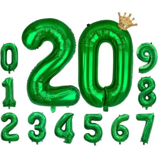 Ballon Chiffre 20 Helium Ballon Anniversaire Vert Foncé Chiffres 20 Ans ...