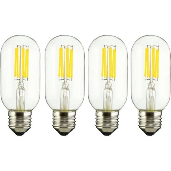 E27 Ampoule à vis 6W LED Vintage Filament Ampoule, T45 Blanc Froid 6000K, Lumière LED Couvercle ...