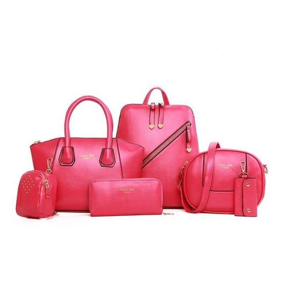 Set de sacs rouges - sac à main + sac à bandoulière + sac à dos ...