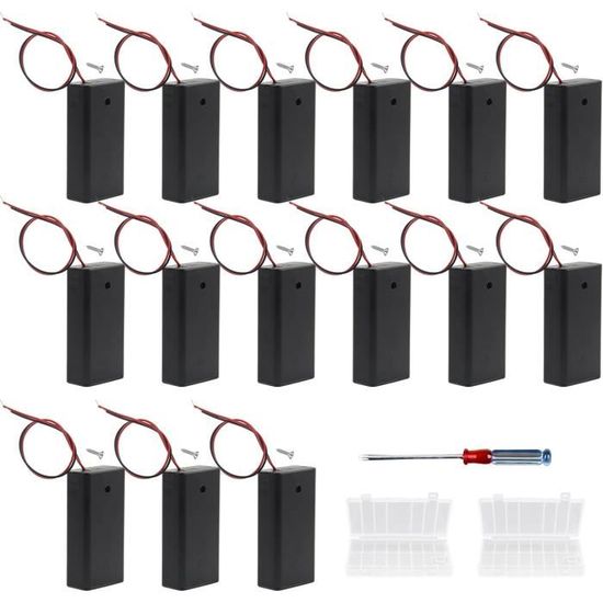 15 Pièces Support Pile Aa 2X3V Boite Pile Avec 2 De Plastique Boite ...