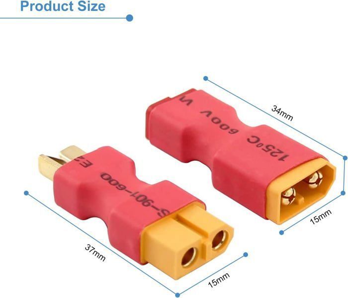 Adaptateur XT60 vers T-Plug Deans - YUNIQUE - Connectivité sans fil - Compatibilité universelle ...