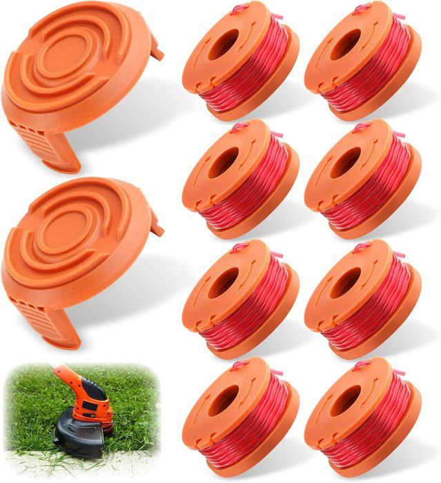 8 Pièces Fil Coupe Bordure Compatible avec Coupe Bordure WORX avec 2 Couvercle, WA0004.1/WA0010 ...