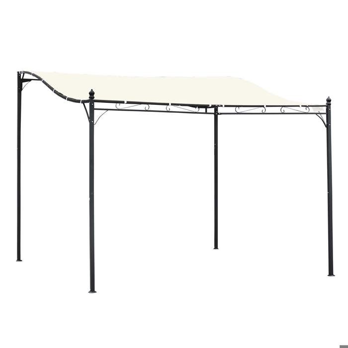 Pergola pavillon 297x297 cm crème, structure métal, toit d’ombrage ...