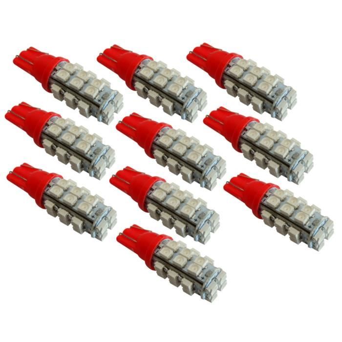 Aerzetix: 10x ampoule T10 W5W 12V 28LED SMD rouge veilleuses éclairage ...