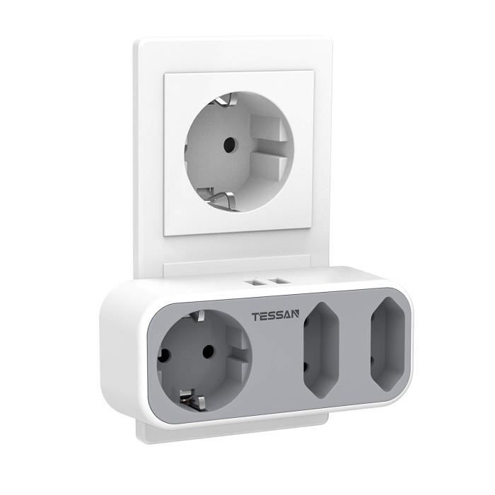 TS-324-DE-GR Ue Plug-TESSAN-Multiprise EU KR avec prises secteur et ...