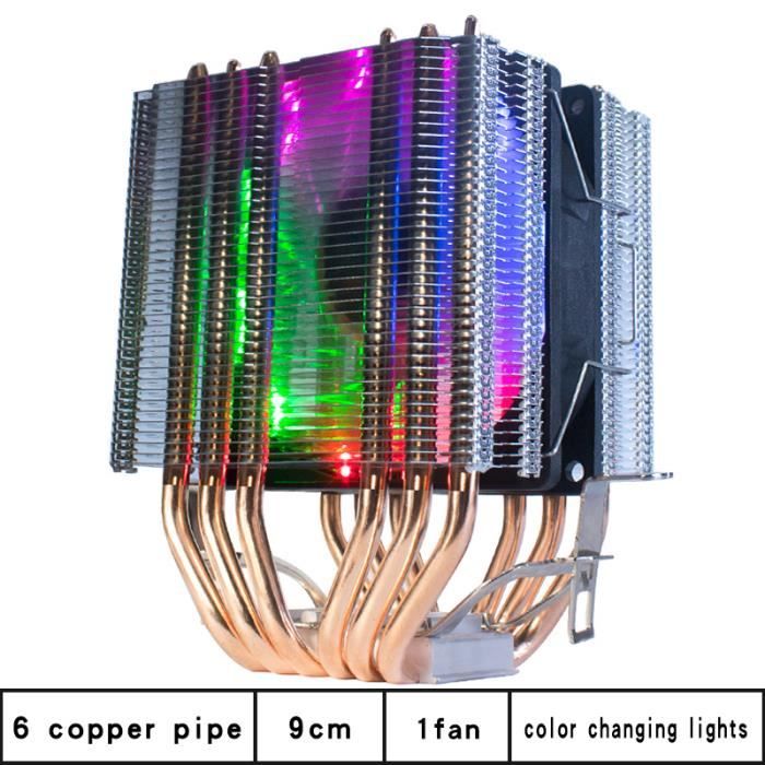 1 ventilateur 3 broches (LGA intel AMD) Radiateur CPU en cuivre pur, 6 ...