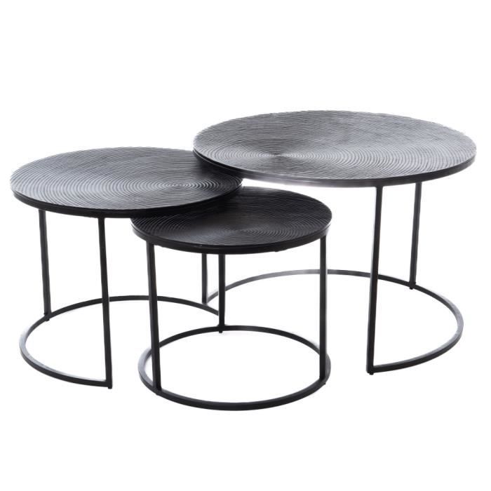 Set de 3 tables basses rondes gigognes noires - Amadeus 50 Noir ...