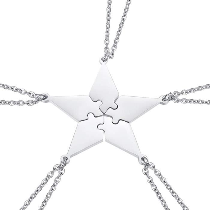 5Pcs Puzzle Collier Étoile À Cinq Branches Meilleur Ami Couples Collier ...