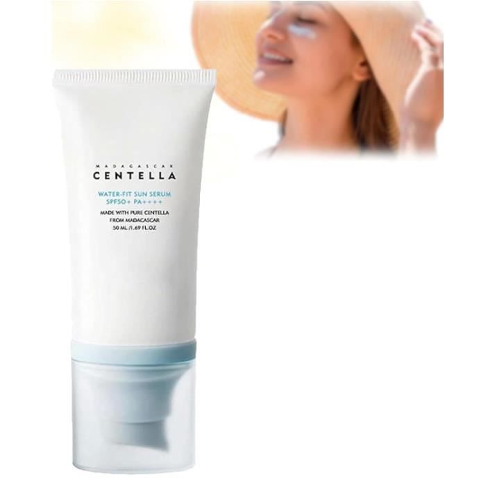 Centella Crème solaire SPF 50,Crème solaire pour la peau,Sérum solaire ...