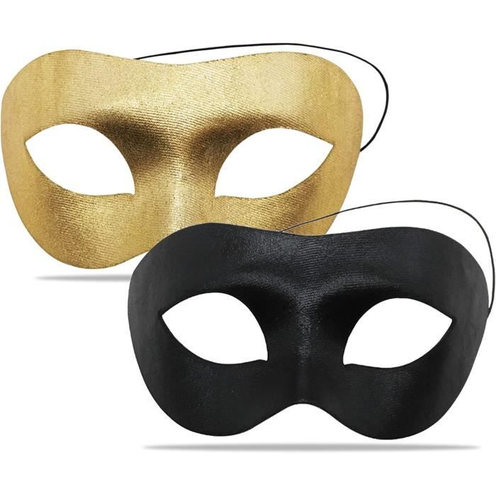 Masque bal masqué, Noir masque vénitien homme Classique Or demi masque ...