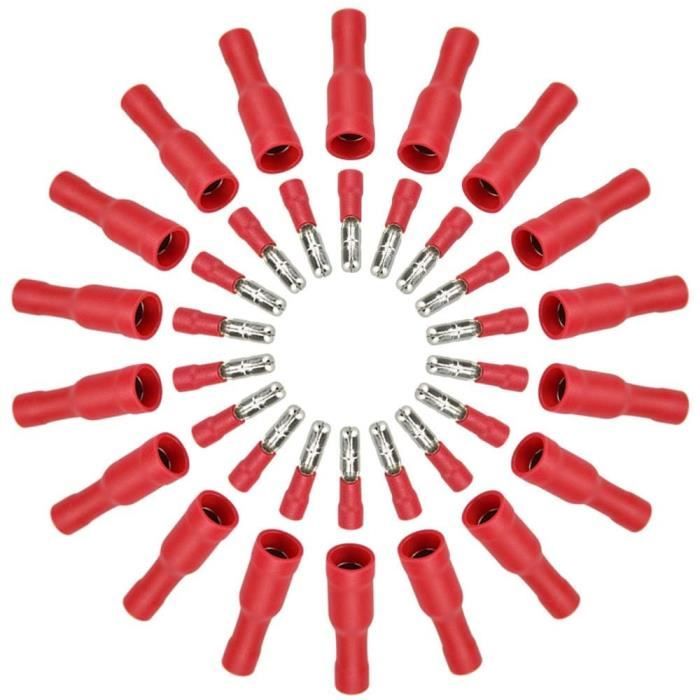 100 PCS Cosses à Sertir Isolées Cosse Électrique Ronde Moto Femelle et Mâle Connecteur Cosse ...