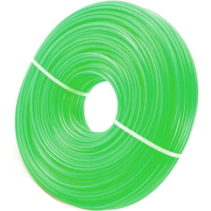 Bobine de Fil Nylon Rond pour Coupe-Bordure 2,0mm x 100m, Fil de Coupe de Remplacement Ligne de ...