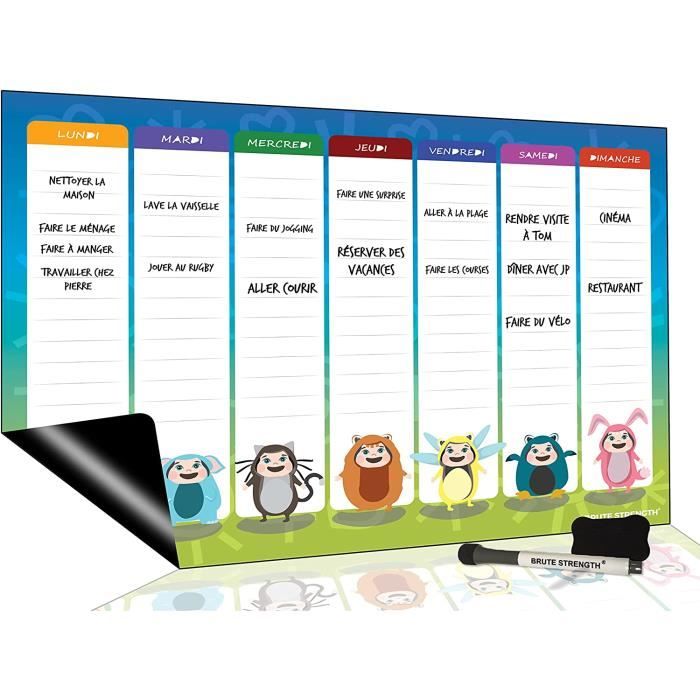 Tableau blanc calendrier mensuel par planning magnétique format A3 pour ...
