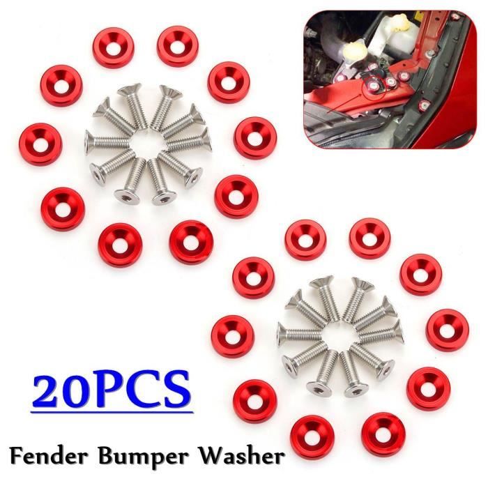 20 PC RED JDM BILLET ALUMINUM FENDER-BUMPER WASHER-BOLT ENGINE BAY ...