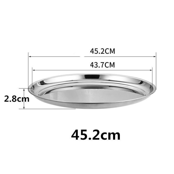Plats et assiettes,Plateau plat épais en acier inoxydable,plateau rond ...
