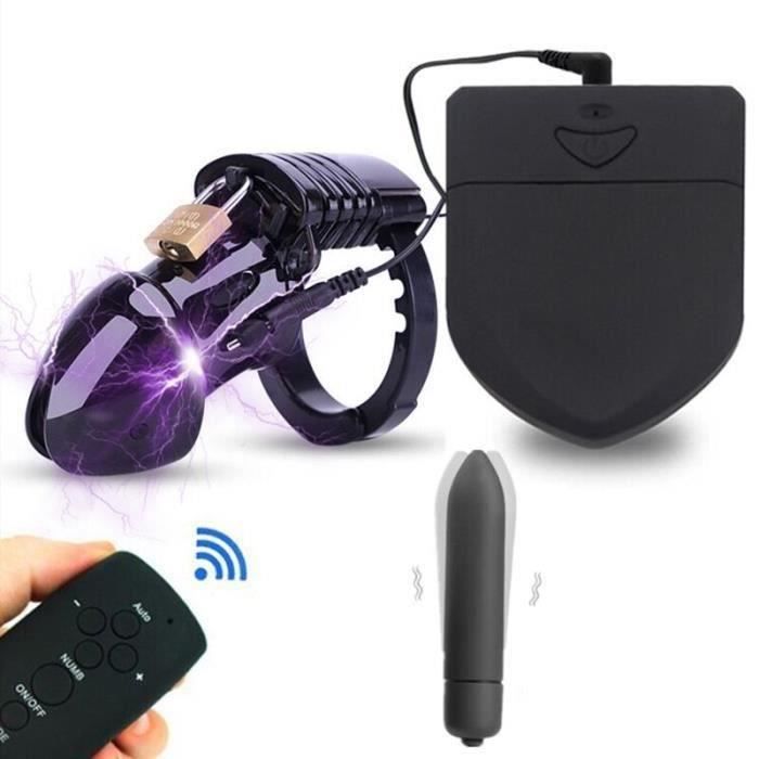 10 -Télécommande sans fil électro choc coq Cage mâle chasteté dispositif pénis serrure anneau ...
