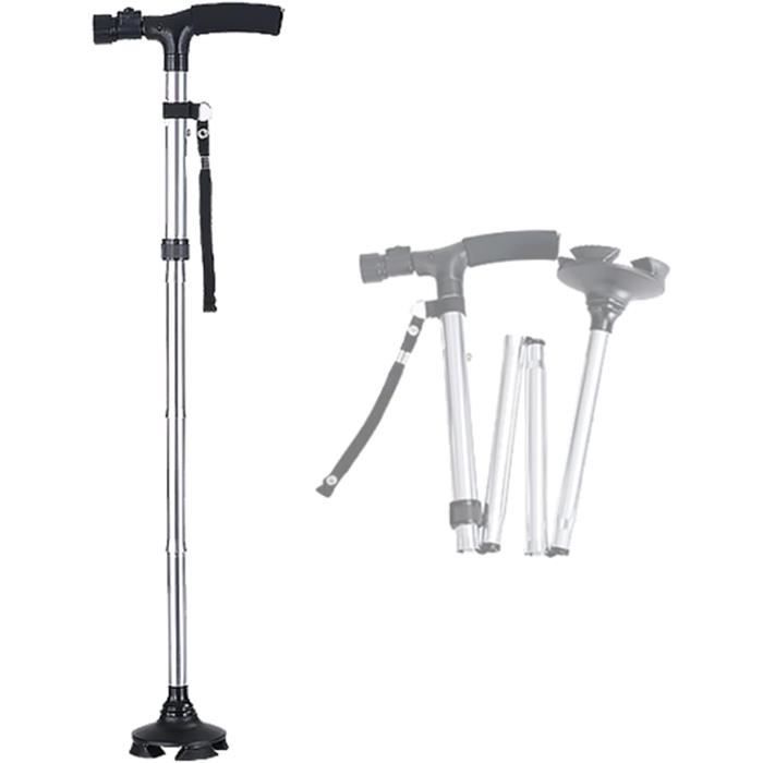 Canne Quadripode En Aluminium -Réglable En Hauteur,Béquilles Pliante ...