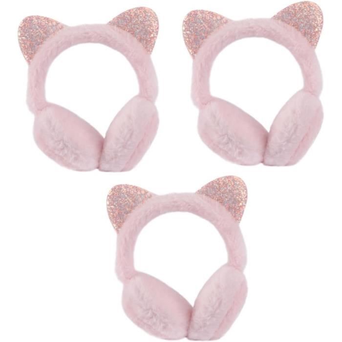 Cache-oreilles enfant en peluche rose E.F.CONNECTION - Cadeau de Noël ...