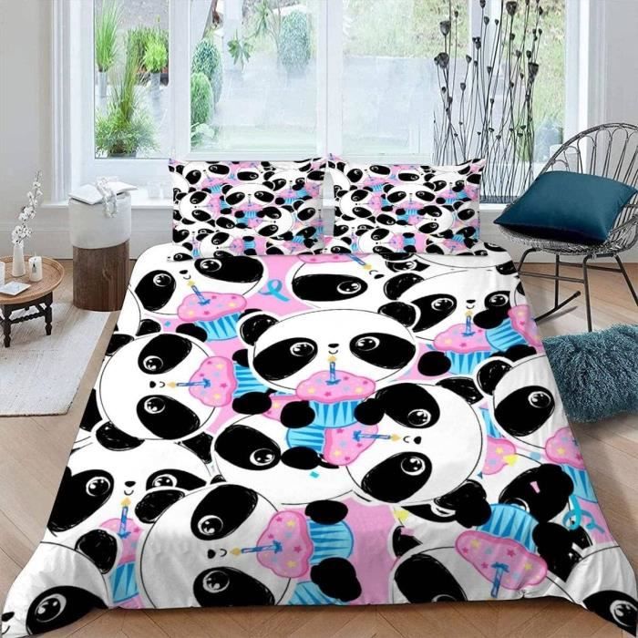 Munoor Housse De Couette 200X200 Panda De Dessin Animé 3D Motif Parure ...