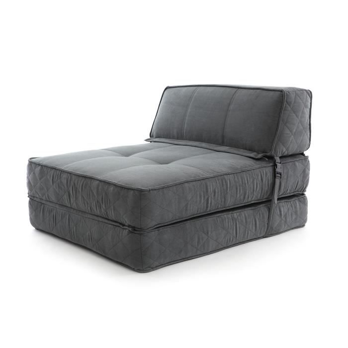 Miliboo - Chauffeuse convertible design grise KATY - Cdiscount Maison