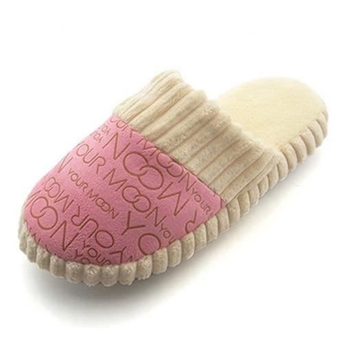 Chaussons,Pantoufles d'hiver à talons bas pour homme et femme ...