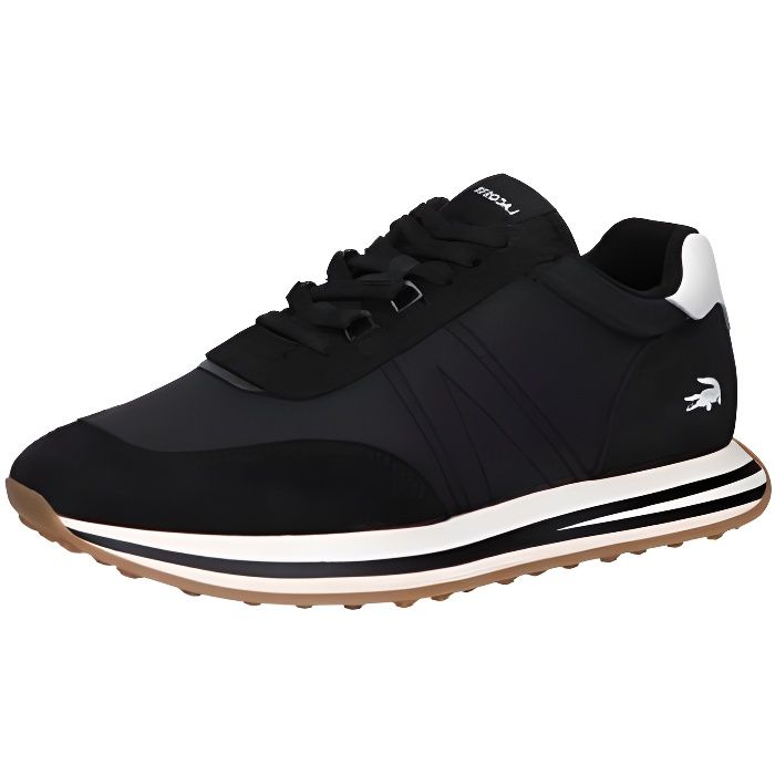 Baskets en cuir L-Spin homme Lacoste Ref 58555 421 Noir/Gum Noir ...