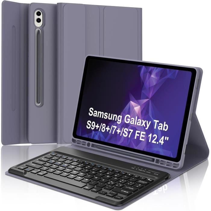 Clavier Samsung Galaxy Tab S9+ Avec Coque Pour S8+-S7+- S7Fe 12,4", Coque Samsung Galaxy Tab S9 ...