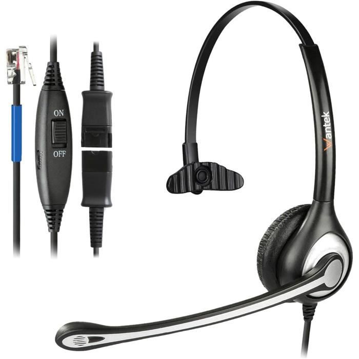 Casque Téléphone Fixe Monaural Rj9 Avec Micro Anti-Bruit Et Quick ...