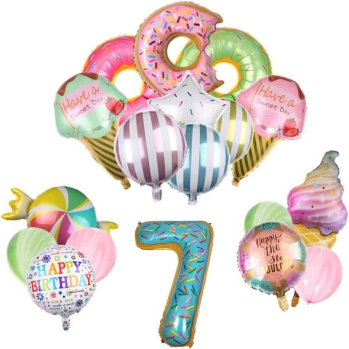 Set De Ballons Géants, Chiffre 7 Ballons Chiffres Donut Happy Birthday ...